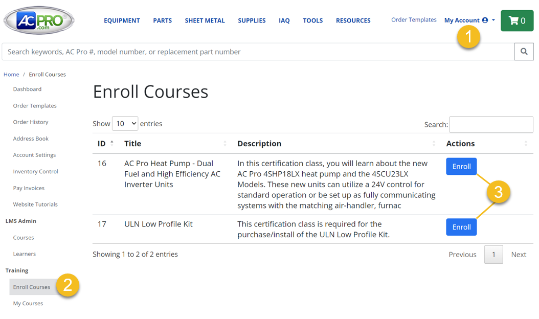 How To Enroll In A Training Course | AC Pro Store | HVAC Equipment ...